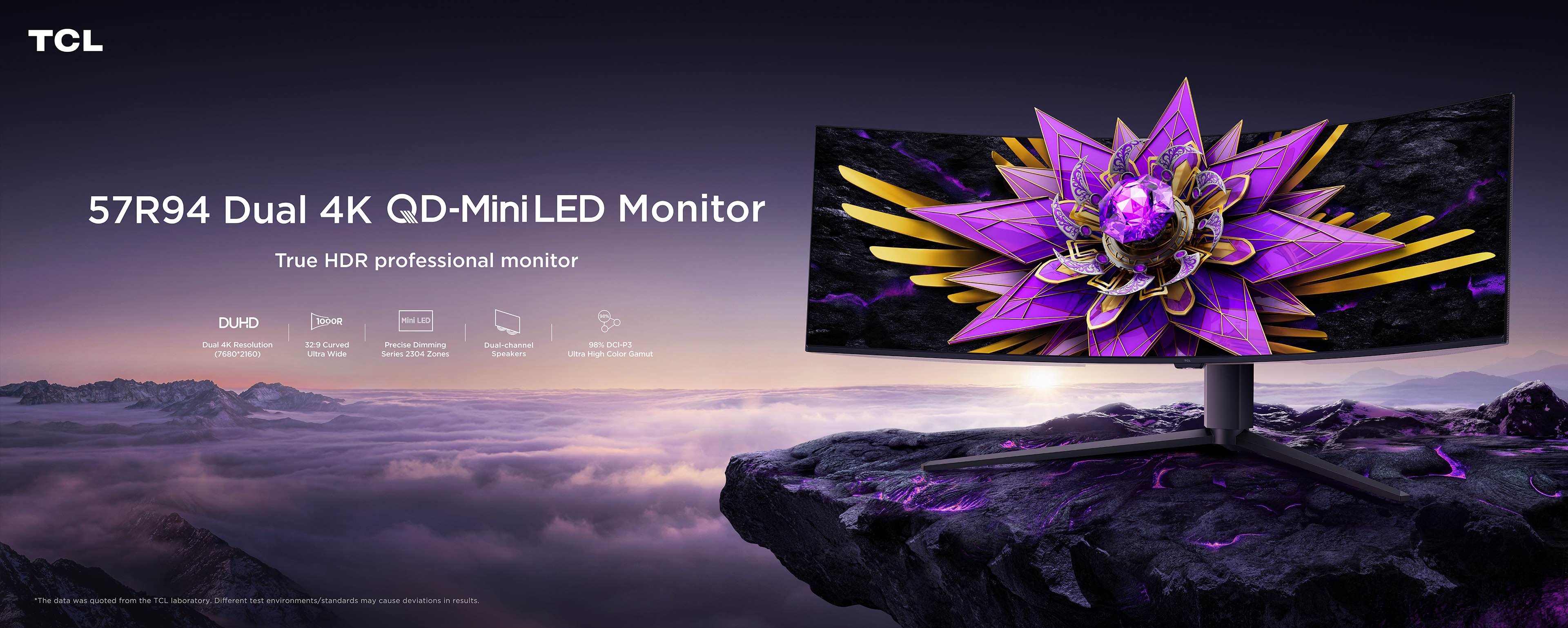 Monitors-TCL 57R94 QD-MiniLED Monitor | TCL Japan TCL 57R94 量子ドットMini LEDモニター | TCL Japan / 日本語