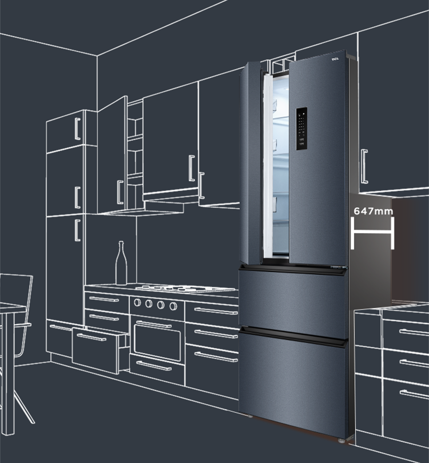 晶岩灰法式冰箱 BCD-320CWP
