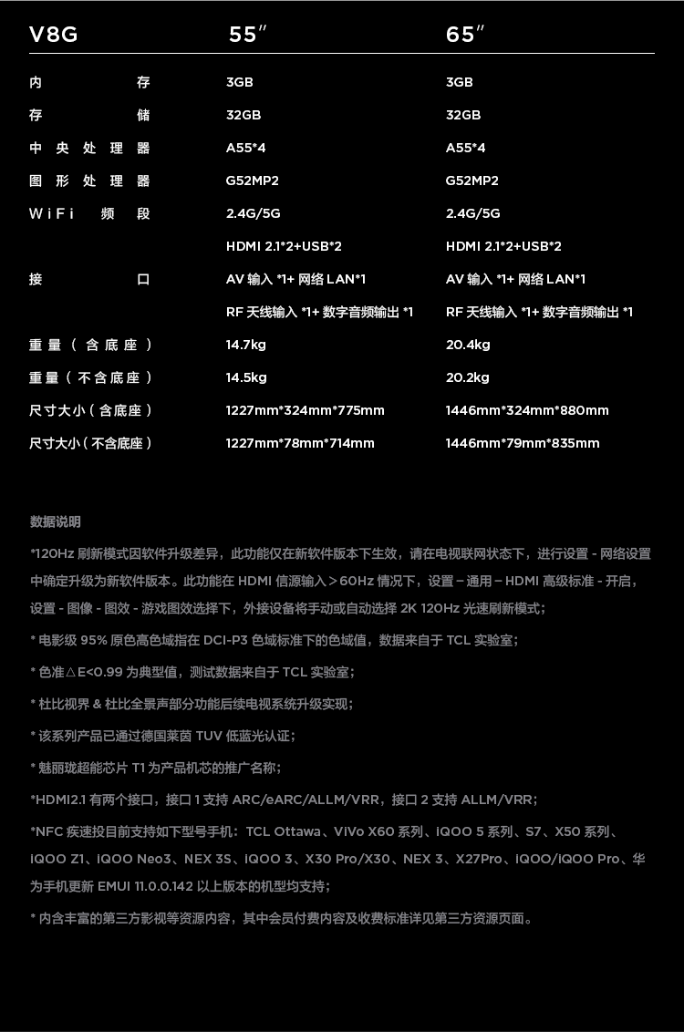 TCL V8G-65英寸-百级分区高画质大屏电视 | TCL官网