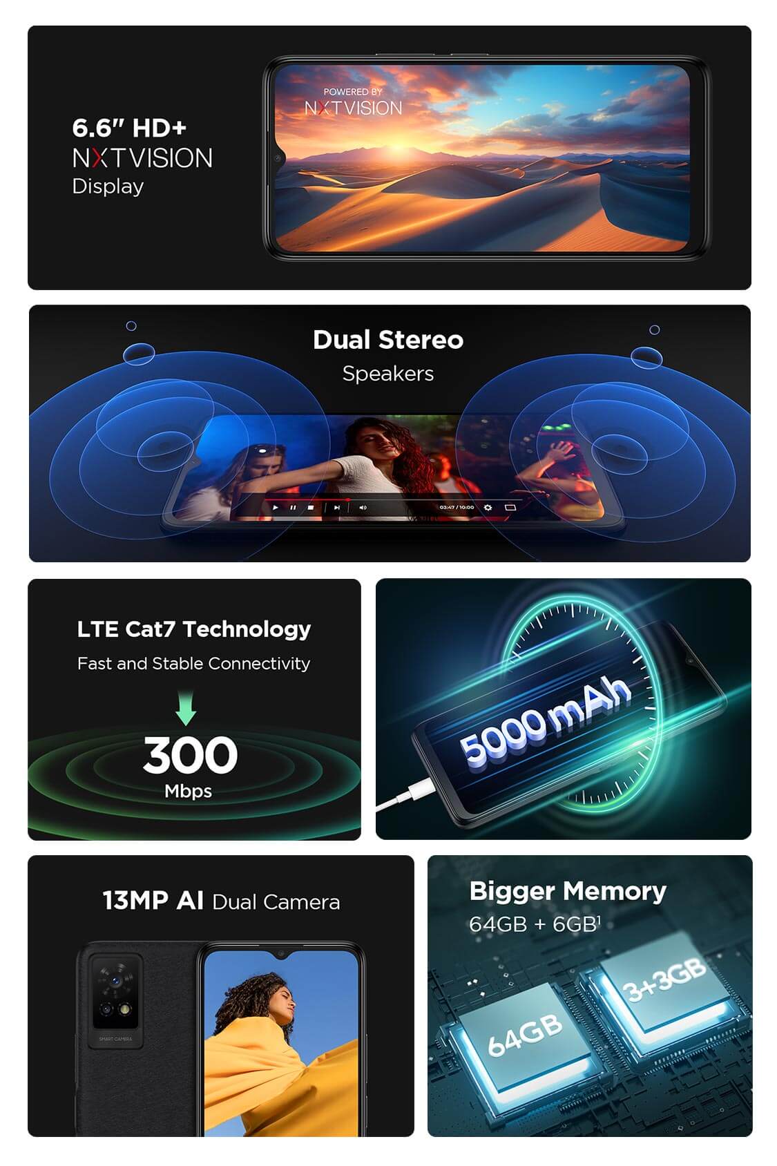 6.6" HD+ NXTVISION Display | TCL 406i