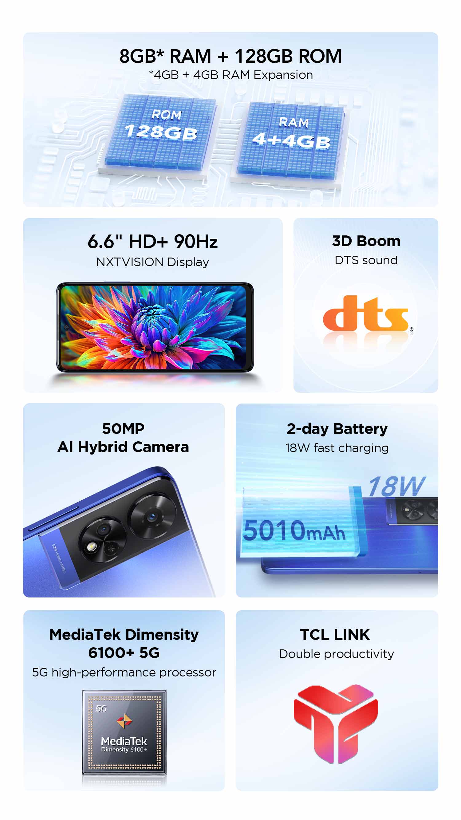 TCL 50 5G | HD+ 90Hz 6,6" Οθόνη NXTVISION | TCL Greece