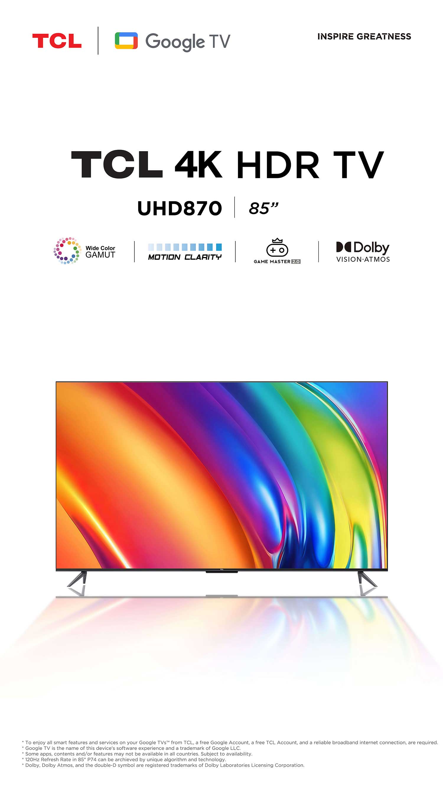 TCL TV UHD870 85 inch 4K UHD TV | TCL Switzerland